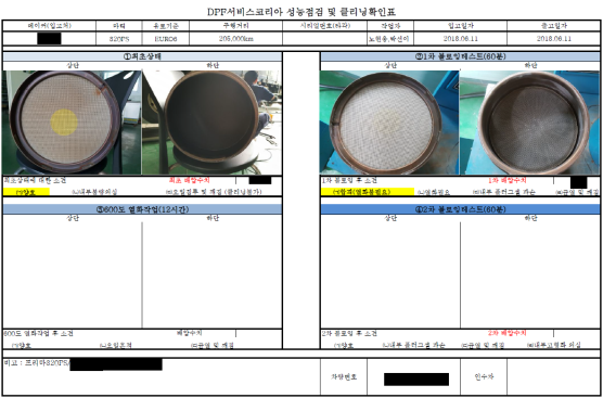 타타대우 노부스 2015년식 320 Fpt 유로6 Dpf 클리닝 Dpf서비스코리아 Dpf 소음기 클리닝 사례 디젤서비스코리아