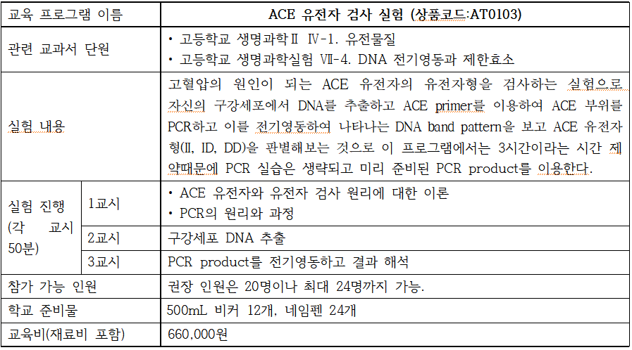 유료 교육프로그램 라이프 사이언스 에듀랩