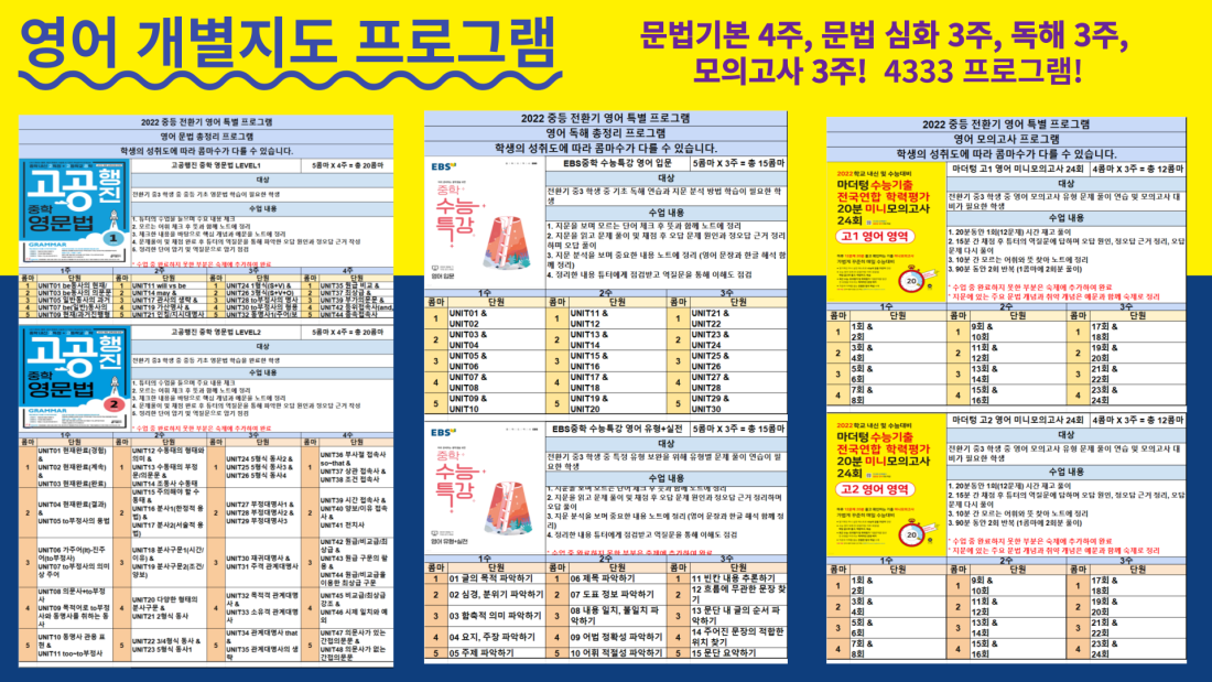 2022 중3 백신 프로그램 중계 개별지도 프로그램